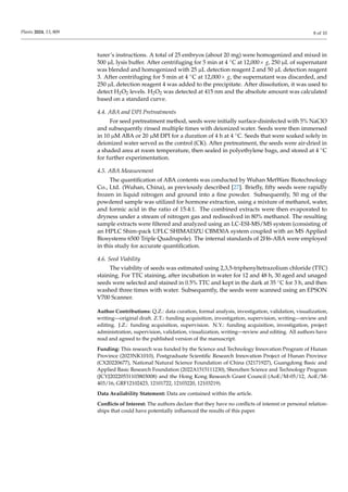 ABA Inhibits Rice Seed Aging by Reducing | PDF