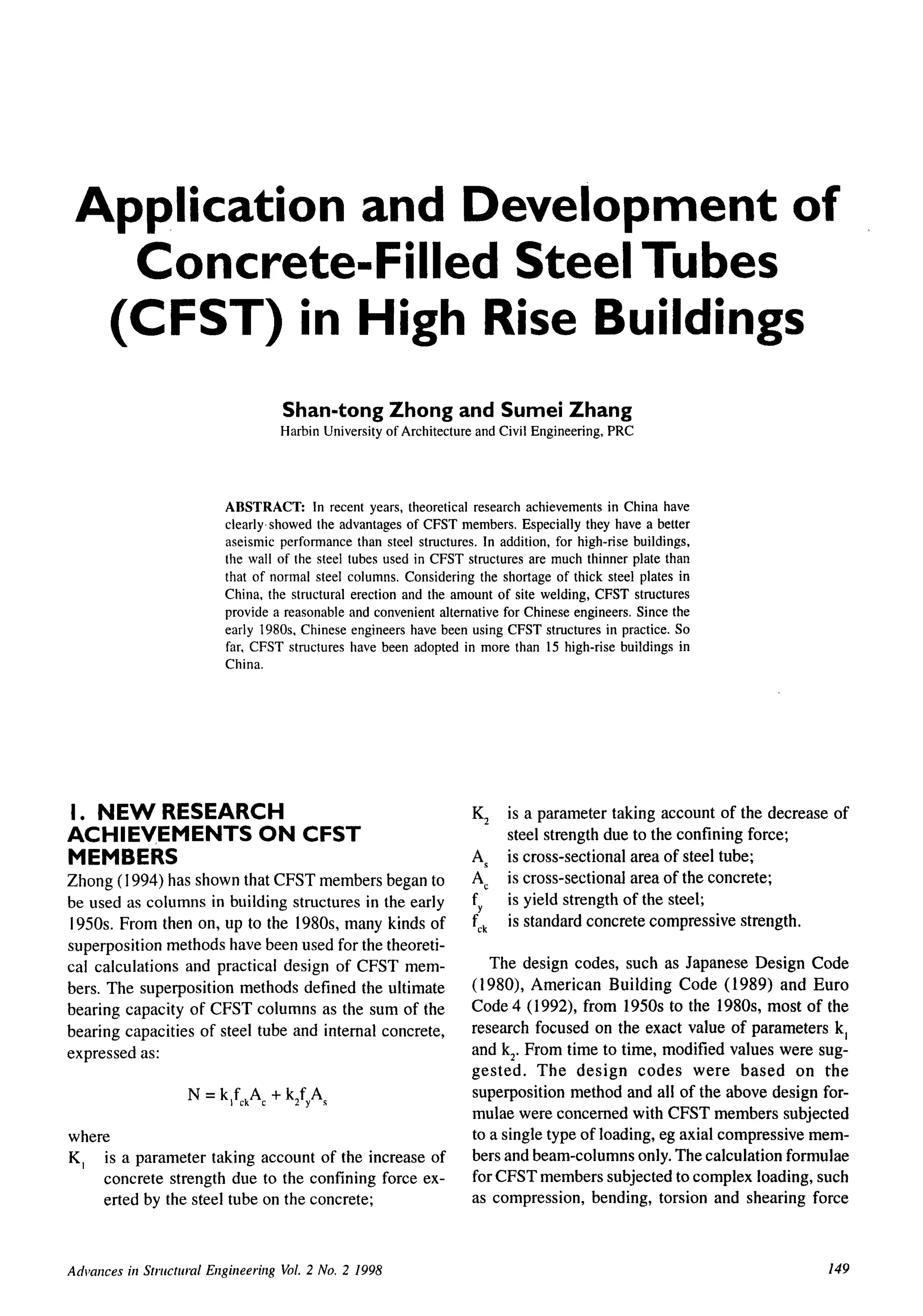 zhong-zhang-1999-application-and-development-of-concrete-filled-steel ...