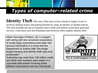 Types Of Computer Crime | PPTX