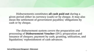 Cash Disbursement, Cash Management, Fundamental Principles Governing ...