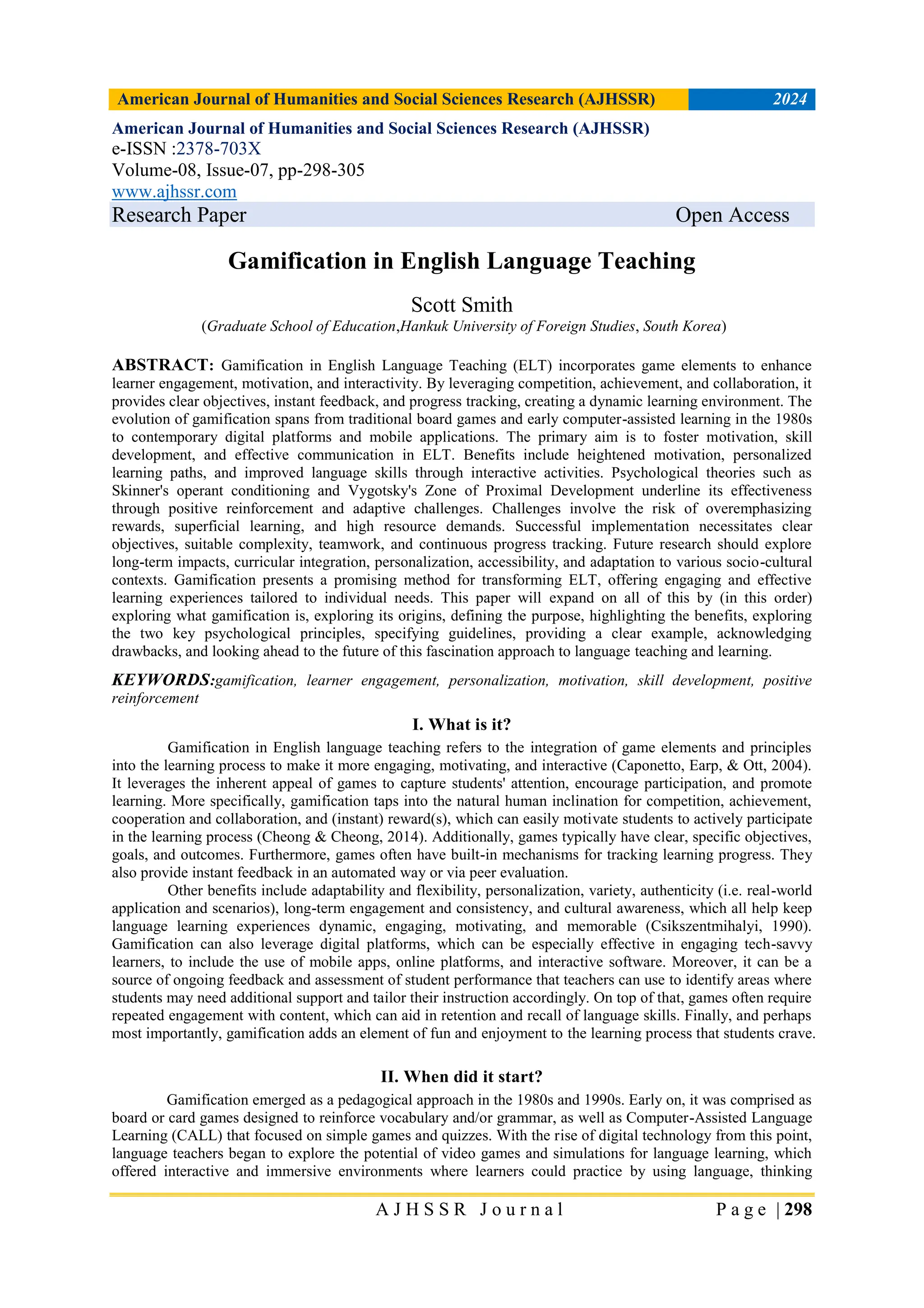 Gamification in English Language Teaching | PDF