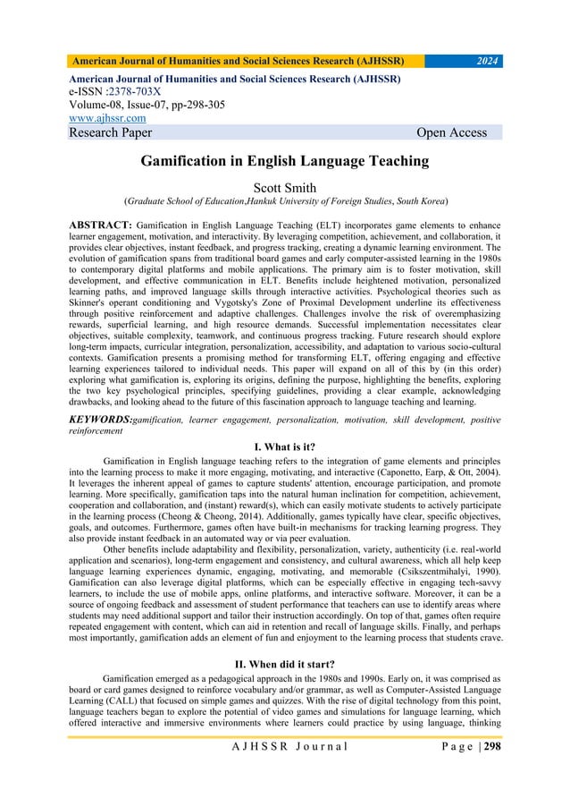 Gamification in English Language Teaching | PDF