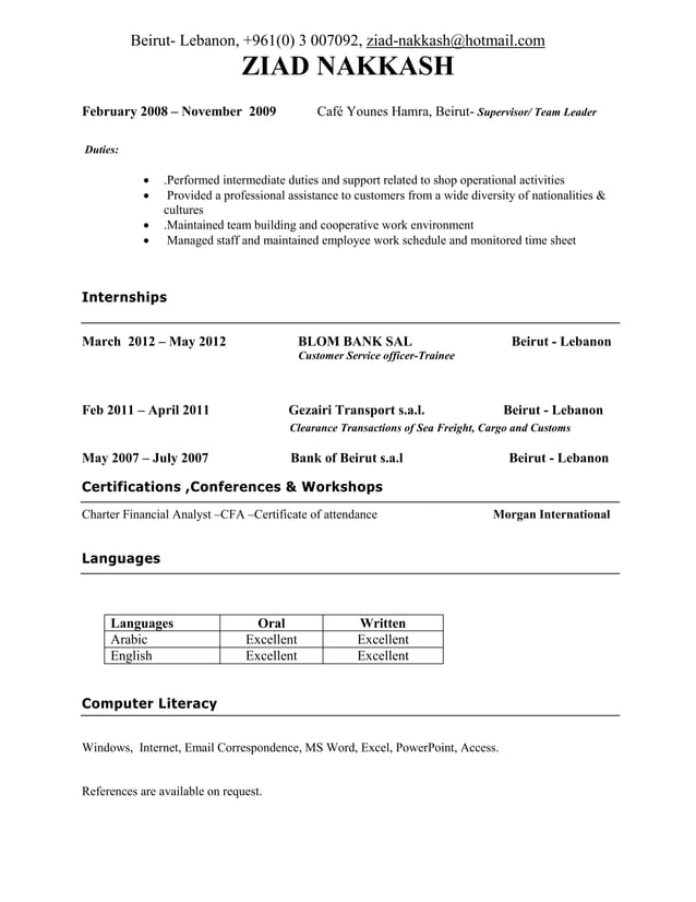Ziad nakkash resume | PDF