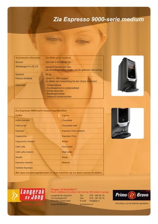 Zia Espresso 9000 Productsheet | PDF