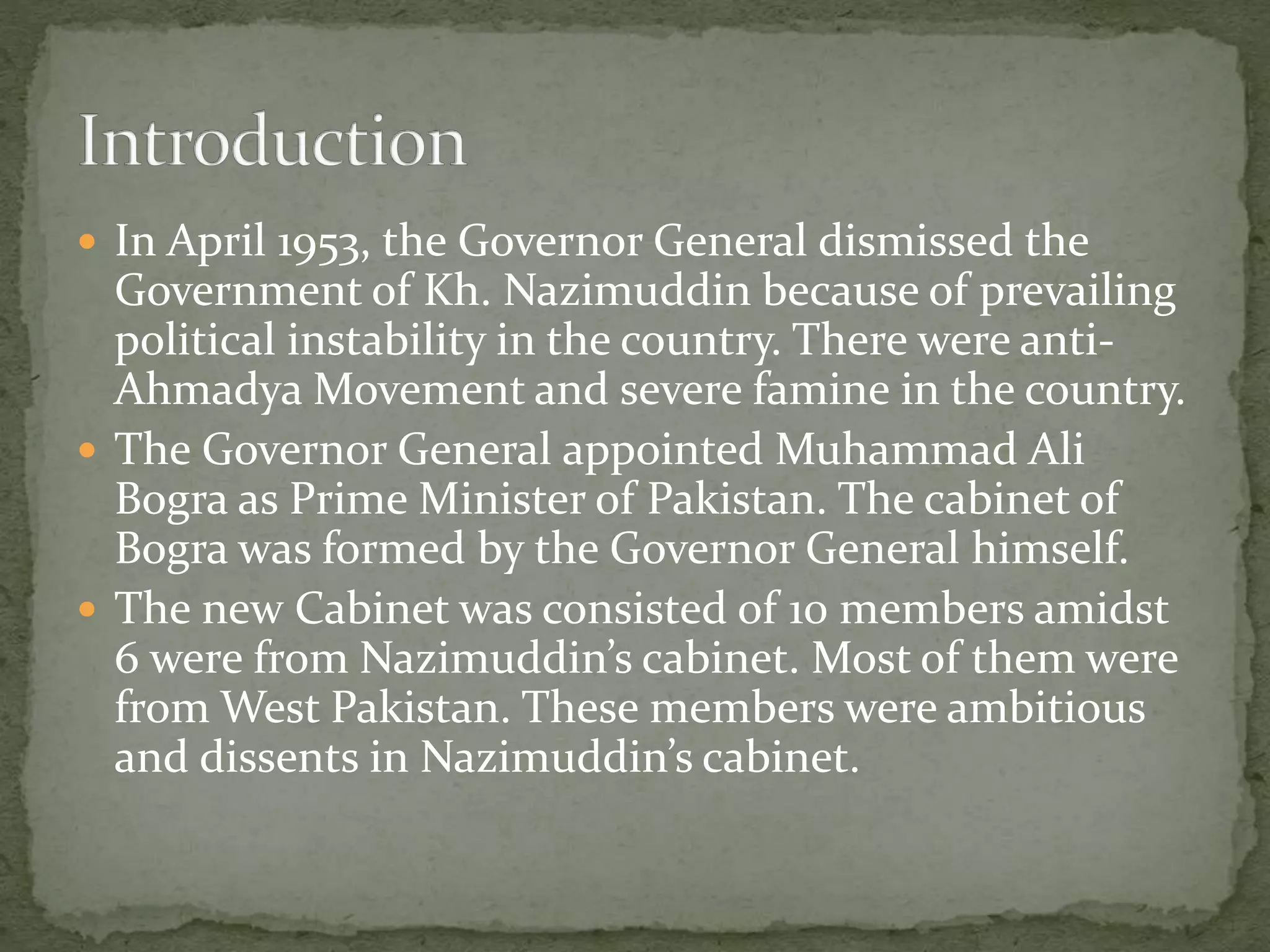 Muhammad Ali Bogra’s Cabinet From April 1953 to Oct 1954 #Pakistan ...