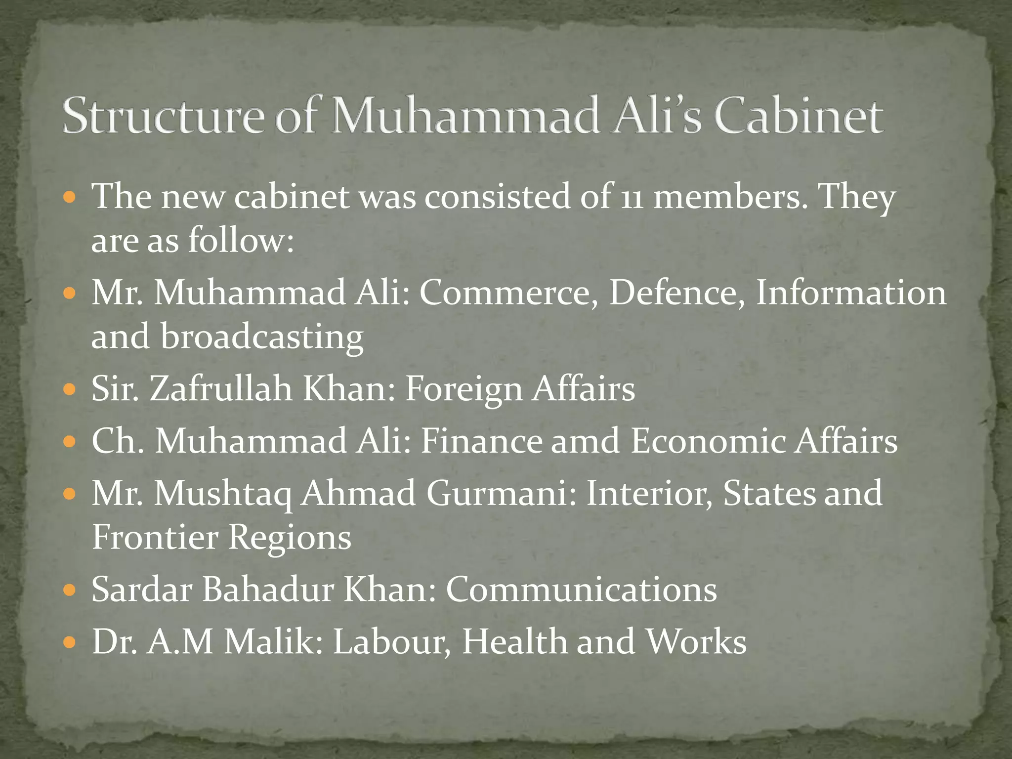 Muhammad Ali Bogra’s Cabinet From April 1953 to Oct 1954 #Pakistan ...