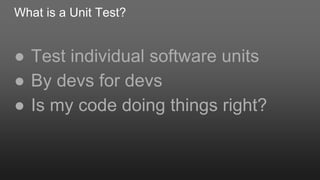 Unit tests and mocks | PPTX