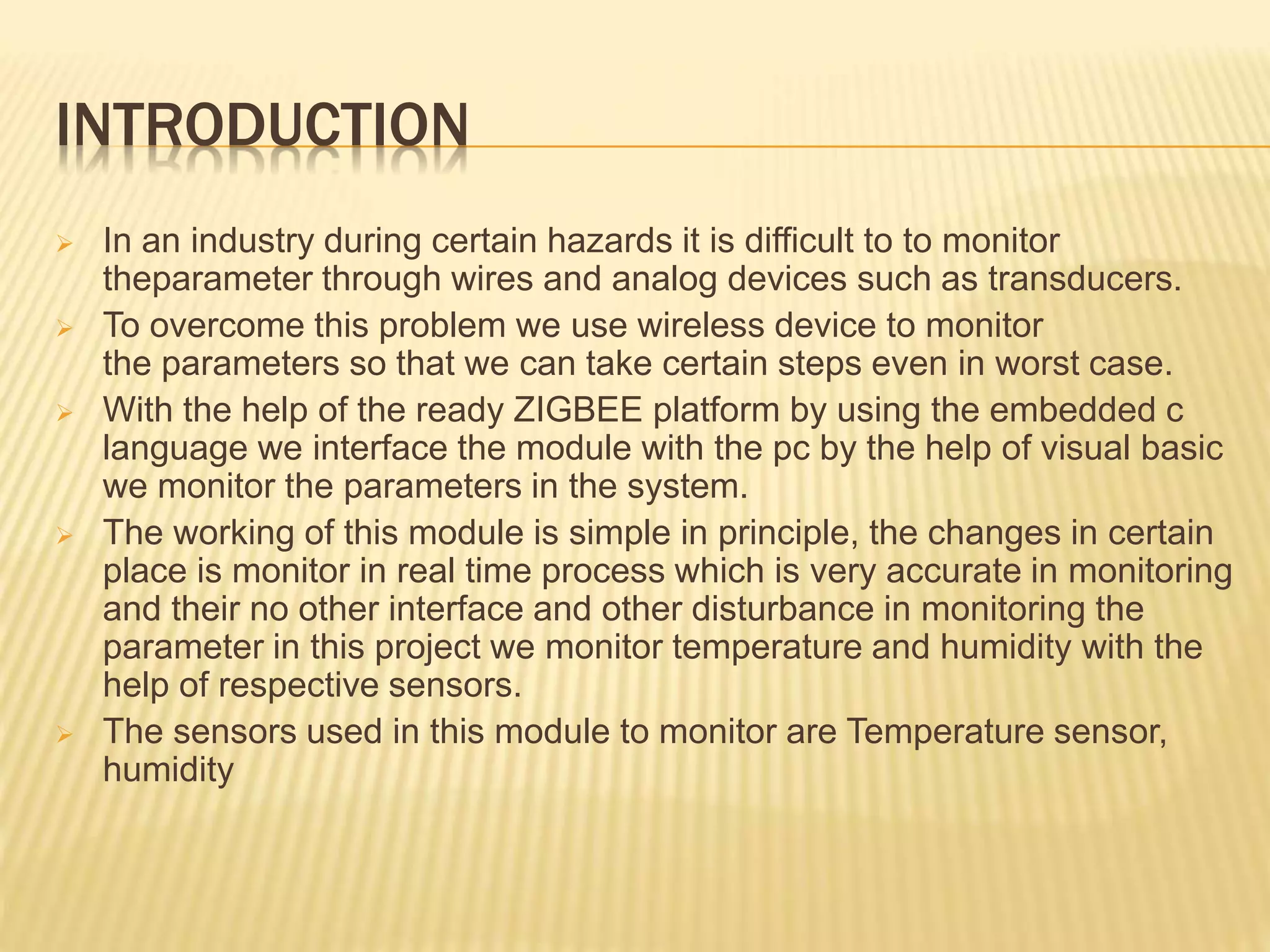 Zigbee Based Greenhouse Monitoring Ppt