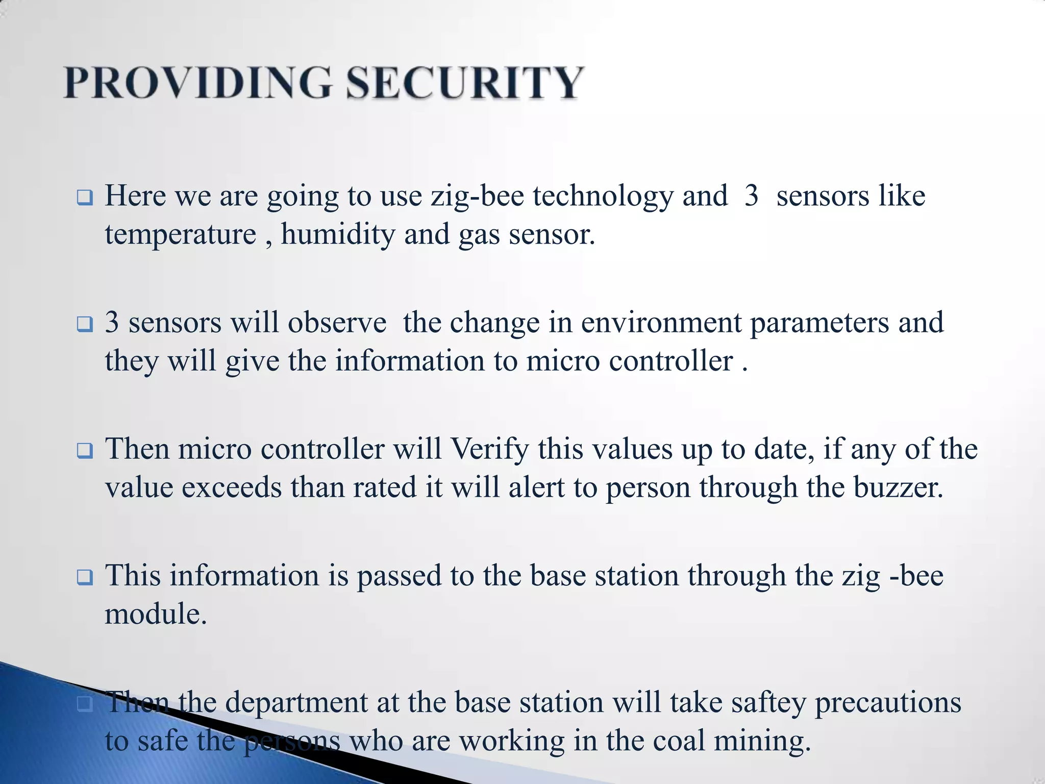 Zigbee based intelligent helemet for coal miners ppt | PPT