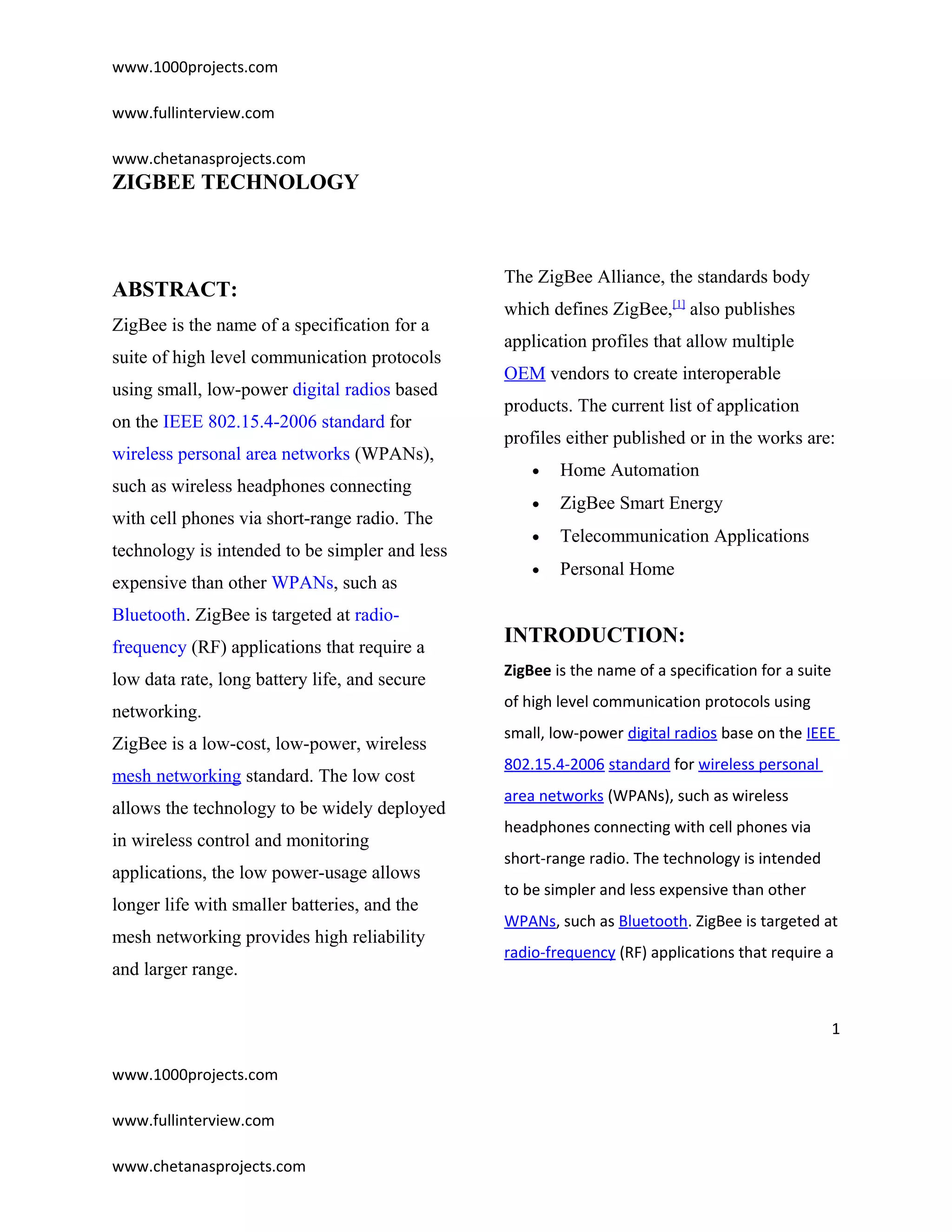 Zigbee technology | DOC
