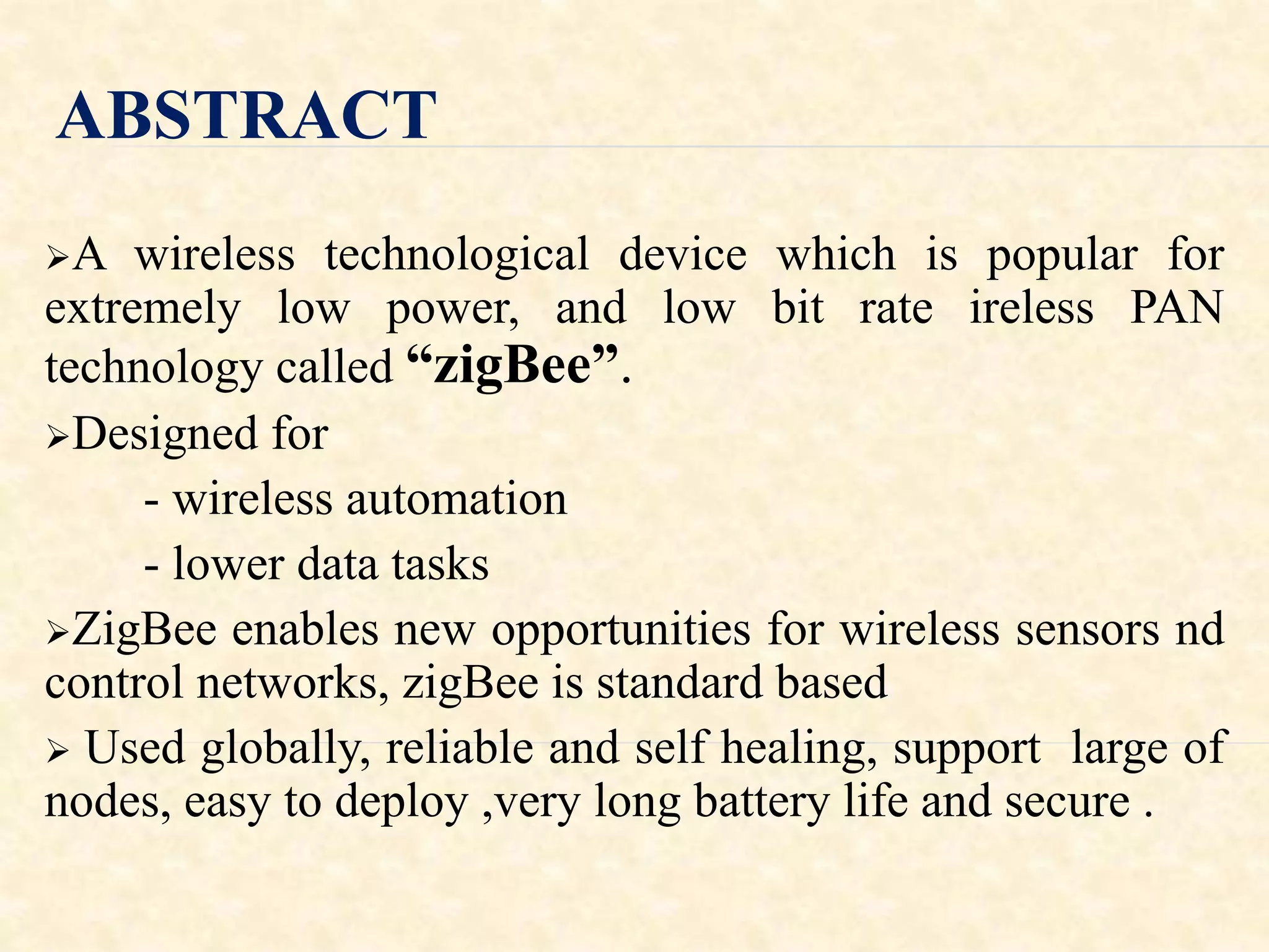 Zigbee technology ppt | PPTX