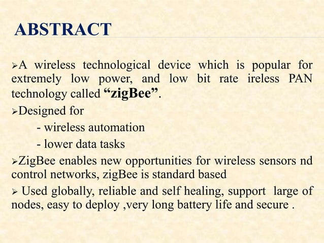 Zigbee technology ppt | PPTX | Technology & Computing