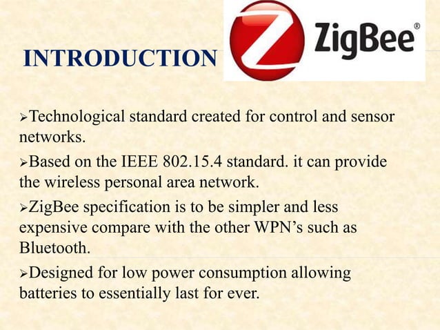Zigbee technology ppt | PPTX | Technology & Computing