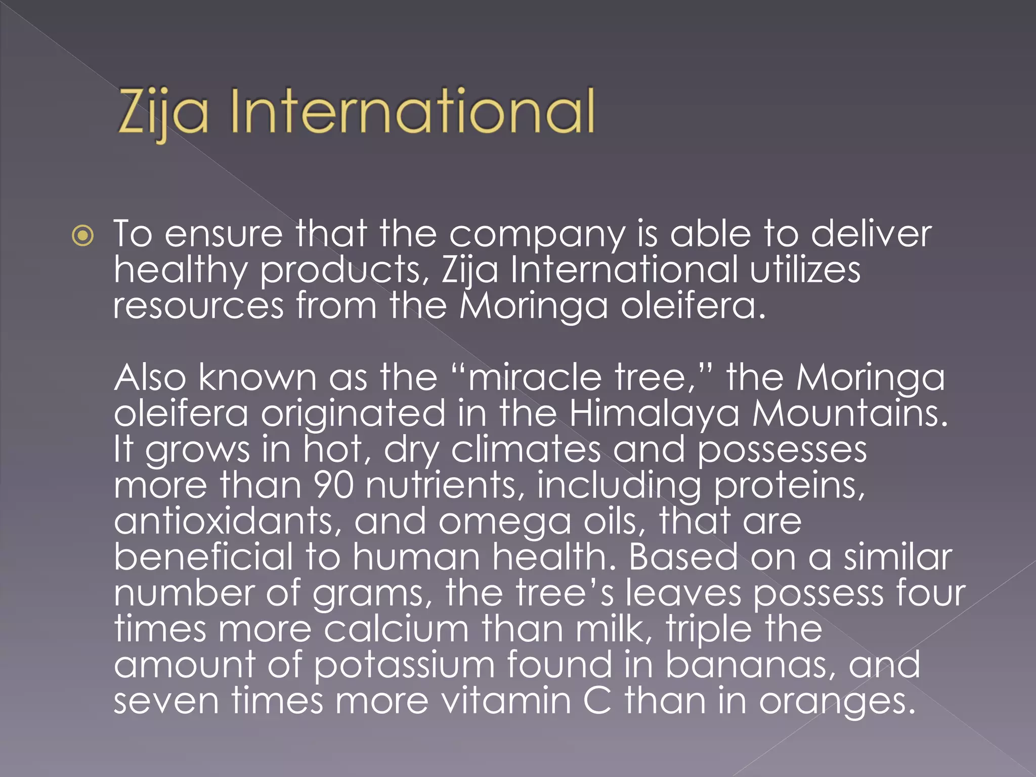 Zija International Leverages the Benefits of Moringa Oleifera | PPTX ...