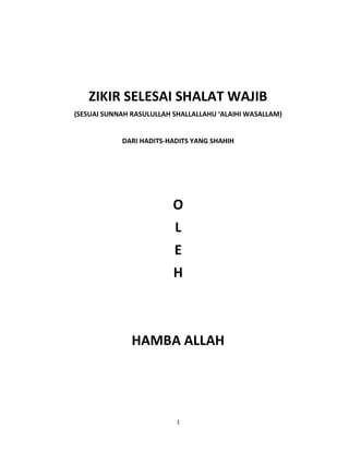 zikir setelah shalat berdasarkan sunnah rasulullah saw | PDF