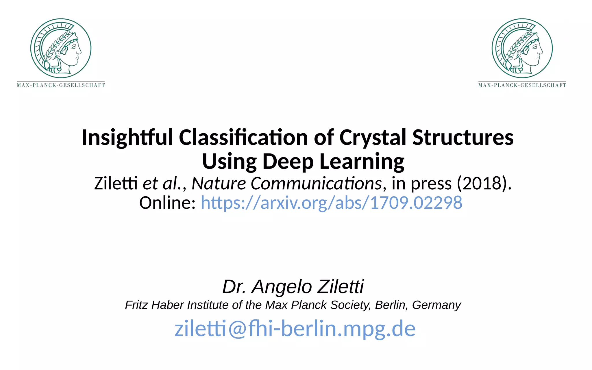 The Face of Nanomaterials: Insightful Classification Using Deep Learning - Angelo Ziletti | PDF ...