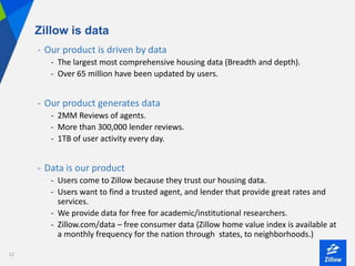 Overview of Data Science at Zillow | PPTX | Housing Market | Economy