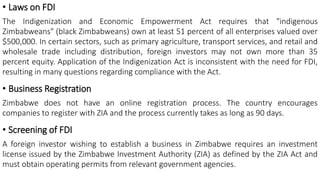 Zimbabwe: Foreign Direct Investment Promtion (FDI) | PPT