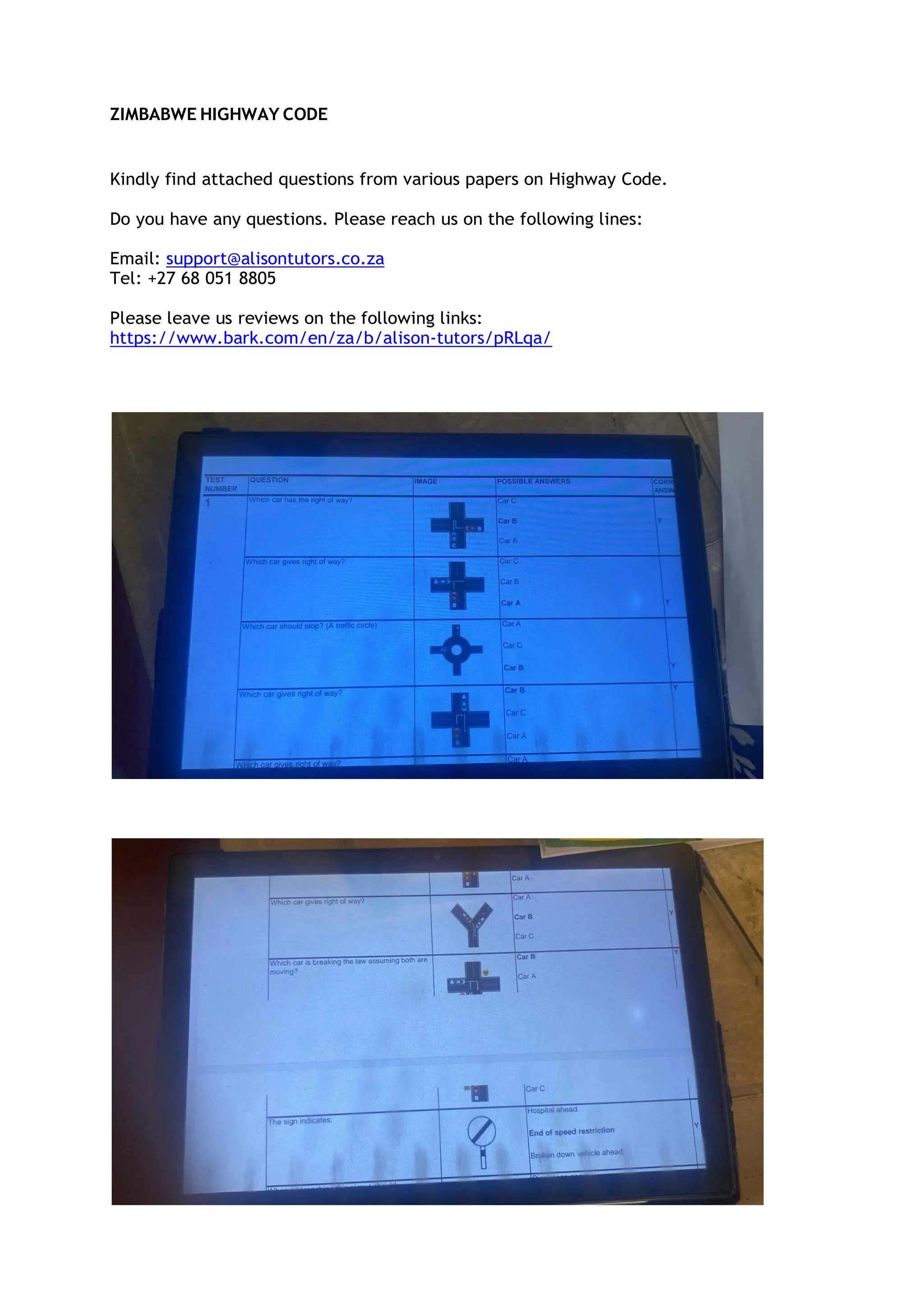 ZIMBABWE HIGHWAY CODE PROVISIONAL QUESTIONS (1).pdf