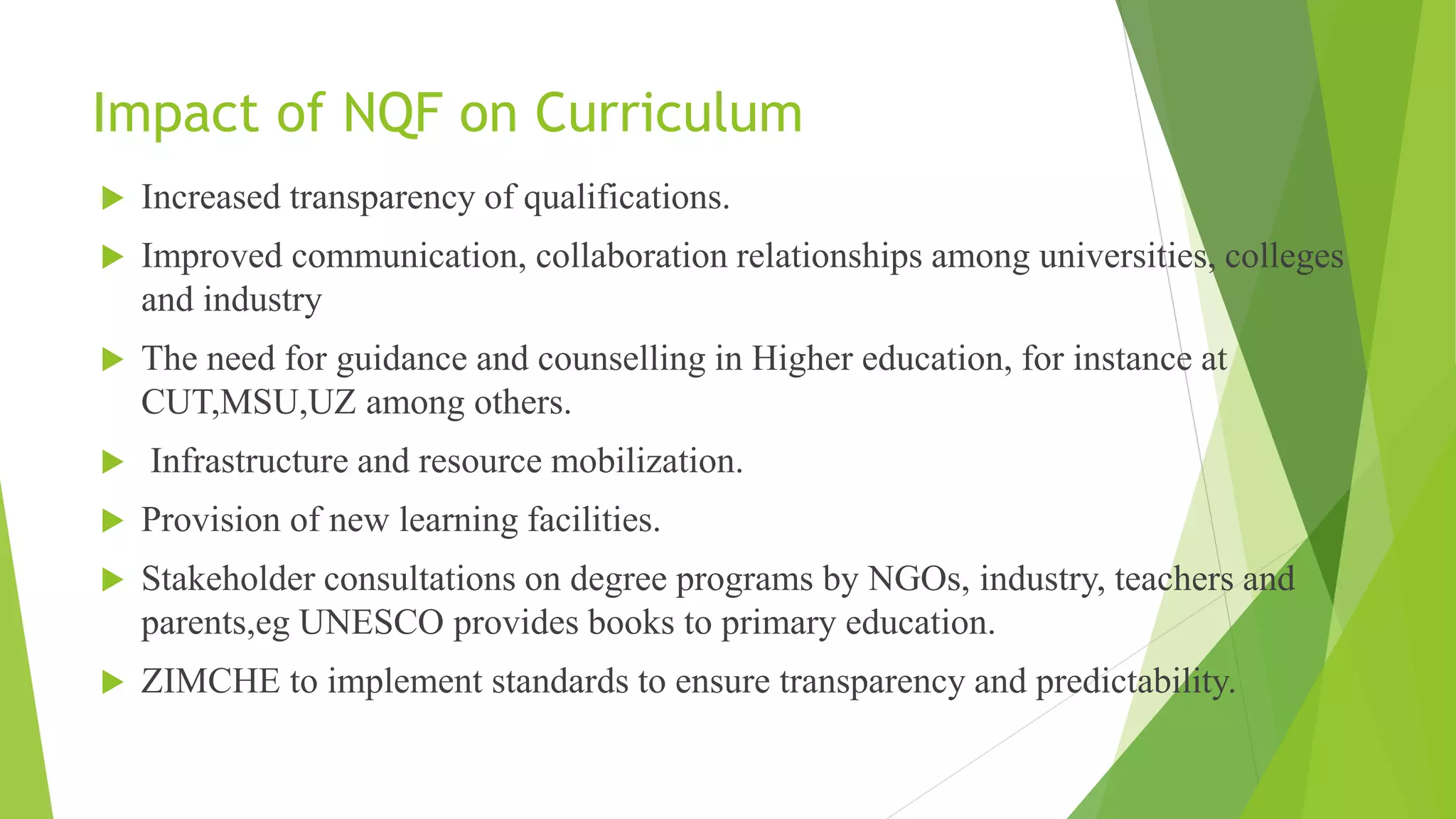 Zimbabwe qualifications framework on the higher education | PPTX