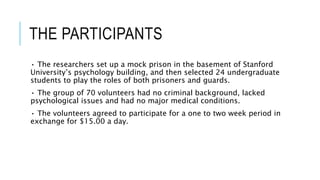 Zimbardo's Experiment : The Stanford Prison Experiment | PPTX