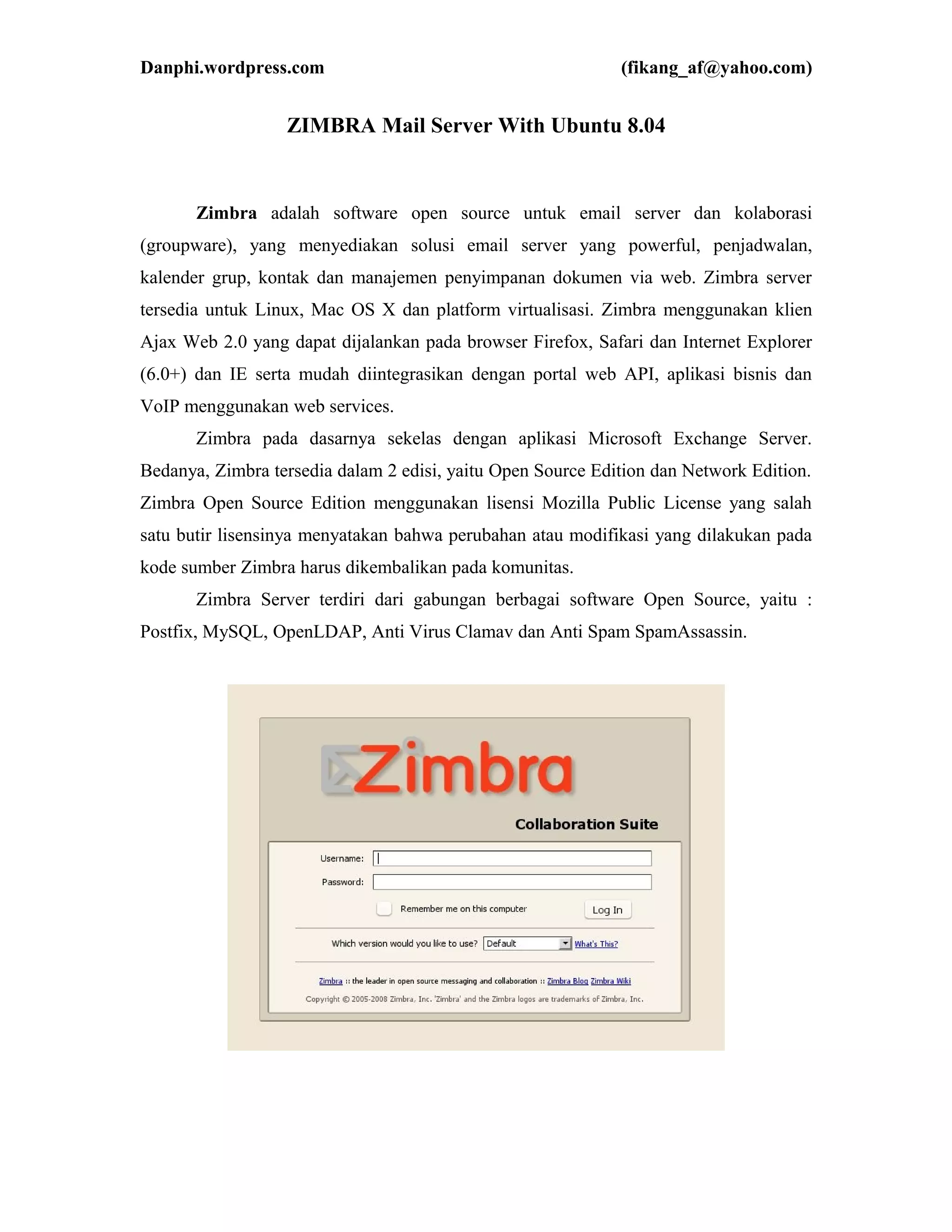 mail server with zimbra | PDF