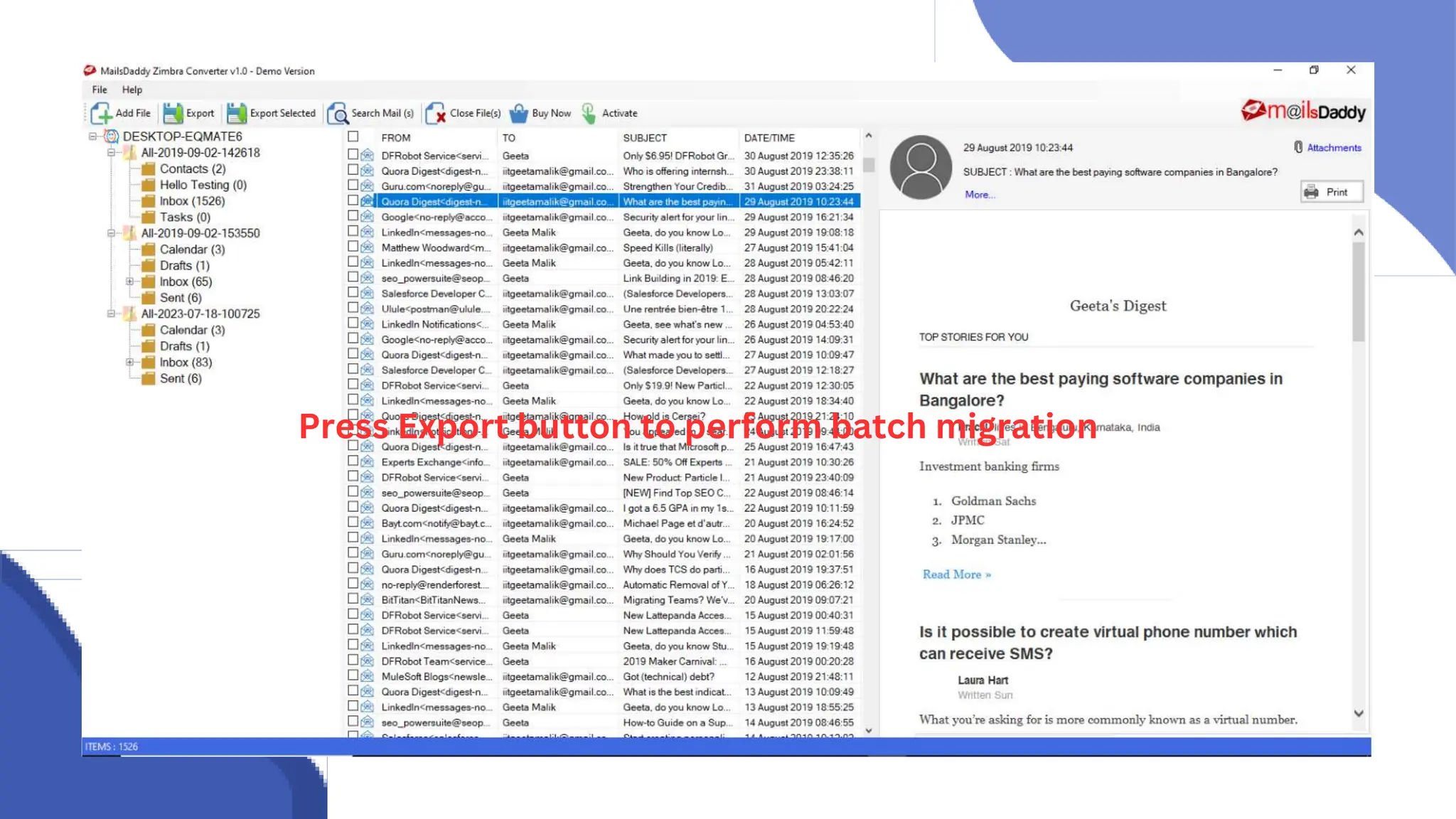 Zimbra to Outlook Converter Tool - MailsDaddy Software | PPTX | Email | Internet