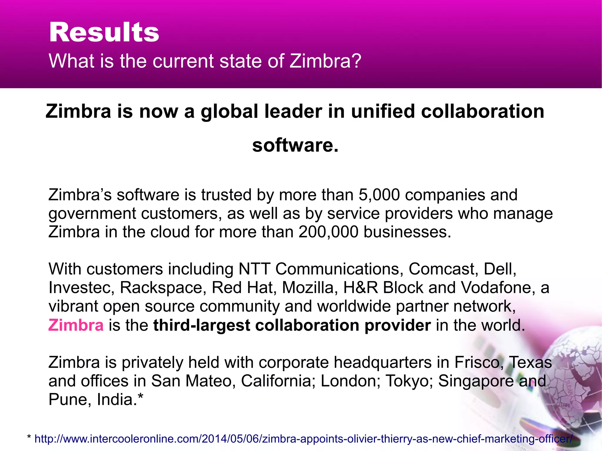 Zimbra zooms ahead with OneView | PPT