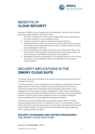 Zimory White Paper: Security in the Cloud pt 1/2 | PDF