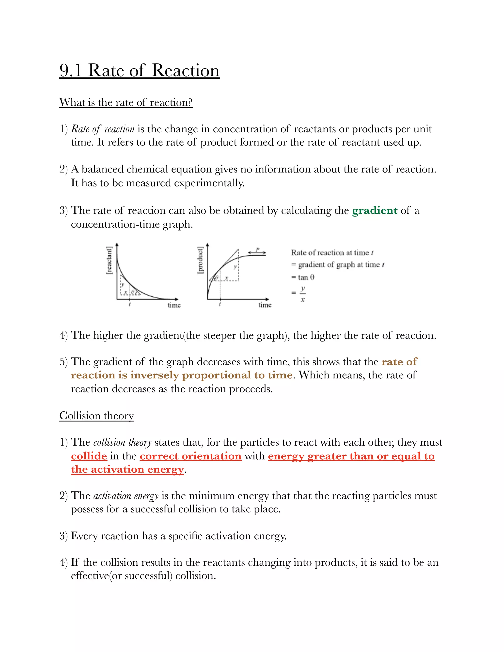Zimsec chemistry chapter 9 rate of reaction | PDF