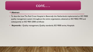 implementation of ISO 9000:2001 IN HEALTH CARE | PDF