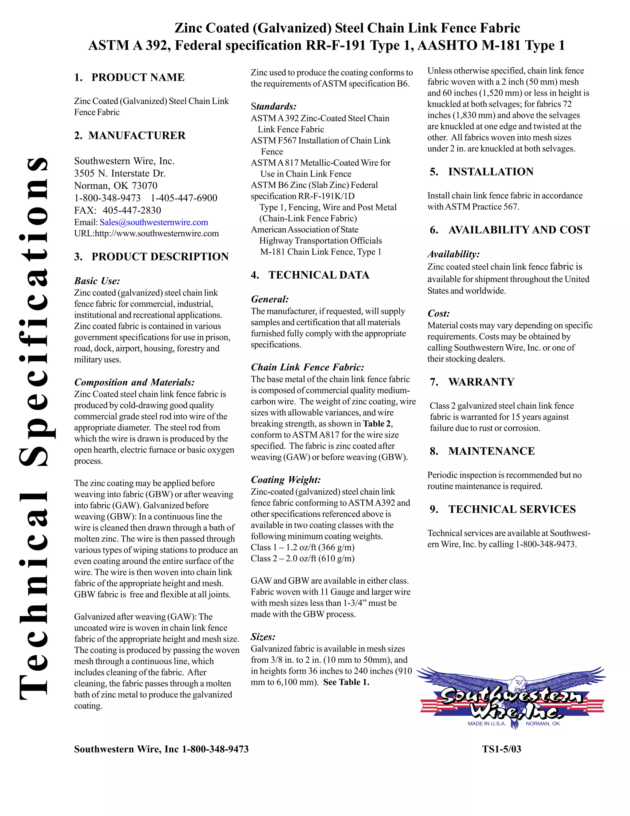 Galvanized Before Weave Chain Link Fence | PDF