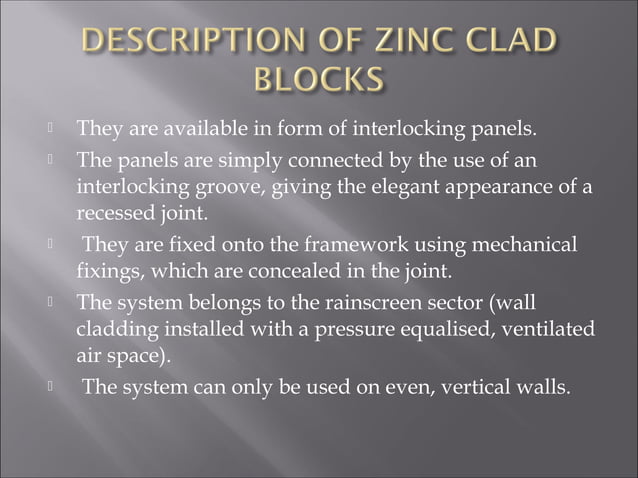 Zinc clad blocks | PPT