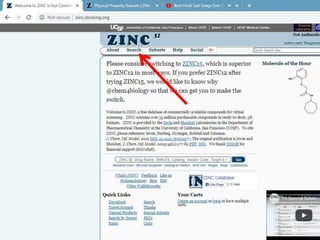 ZINC database | PPTX | Databases | Computer Software and Applications