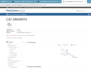 ZINC database | PPTX | Databases | Computer Software and Applications