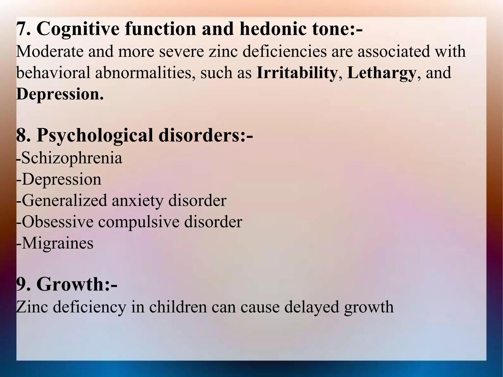 Zinc Deficiency | PPTX | Digestive Disorders | Diseases and Conditions