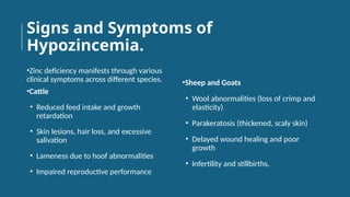 ZINC DEFICIENCY (HYPOZINCEMIA) in Animals | PPTX