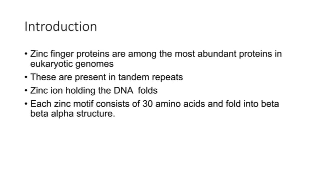 Zinc finger protein | PPTX | Chemistry | Science