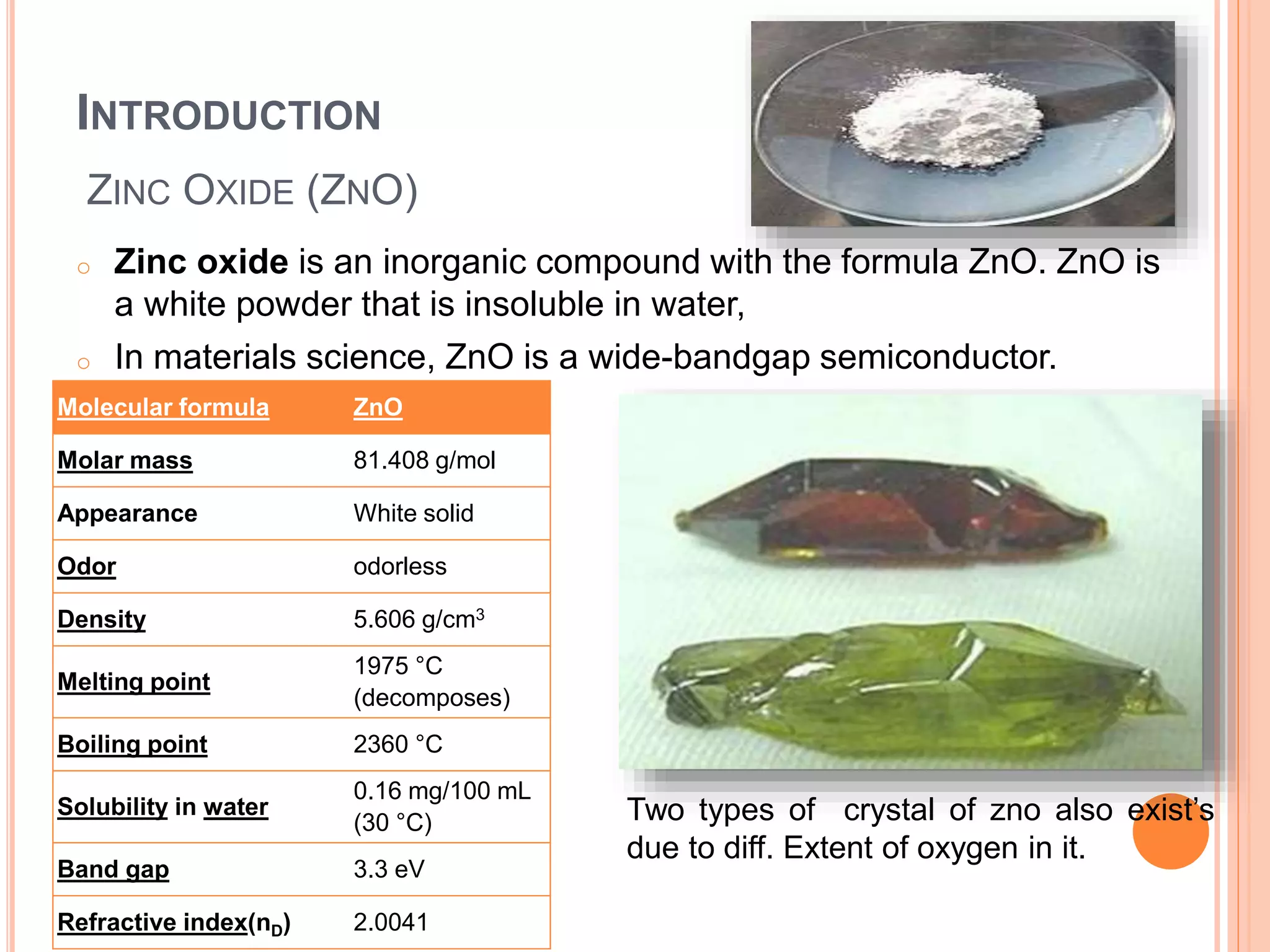 Zinc oxide nanoparticles | PPTX
