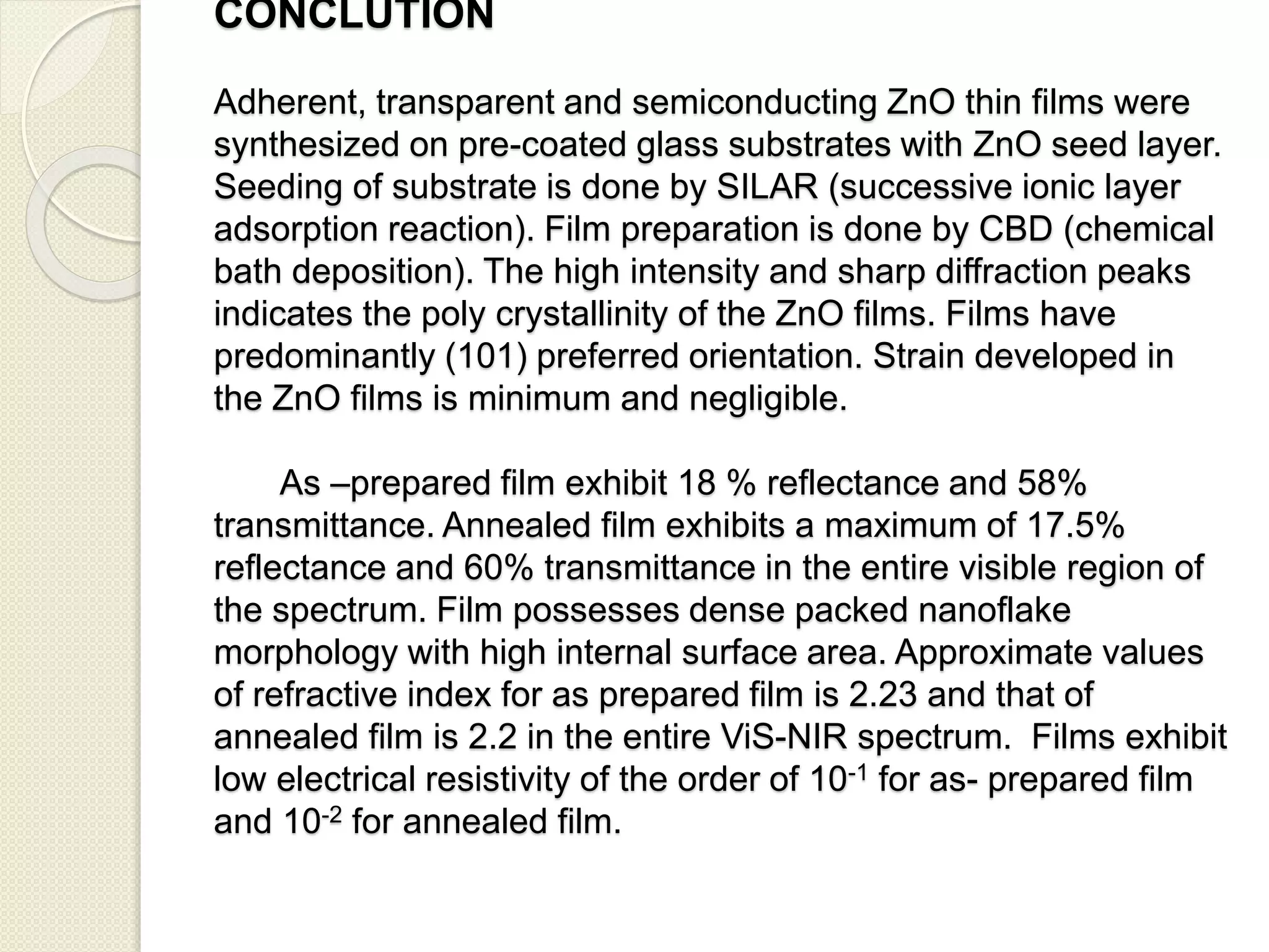 Zinc oxide thin film | PPTX