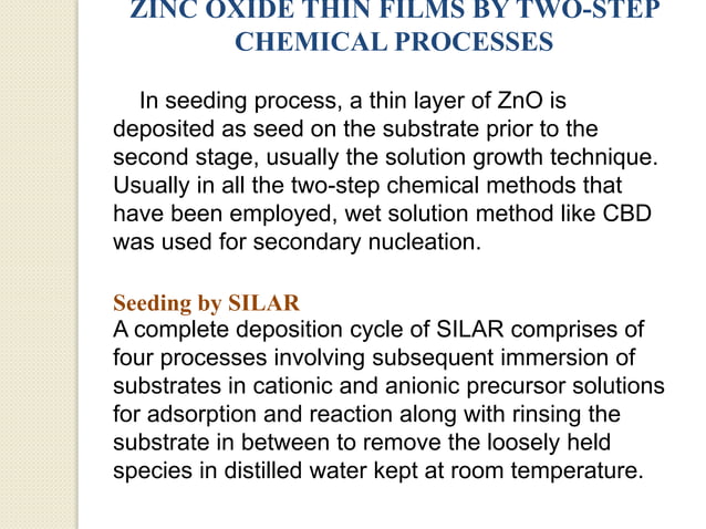 Zinc oxide thin film | PPTX | Chemistry | Science