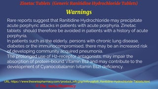 Zinetac Tablets (Generic Ranitidine Hydrochloride Tablets) | PPT
