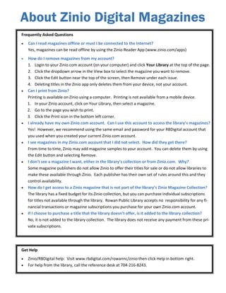Zinio Help Sheet | PDF | Desktop Publishing | Computer Software and Applications
