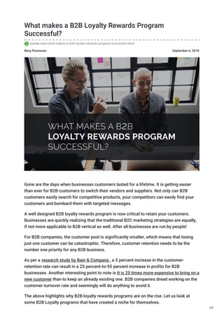 What makes a B2B Loyalty Rewards Program Successful? | PDF