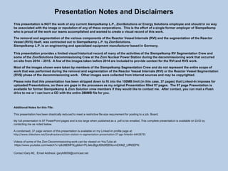 Zion Station Reactor Vessel Segmentation Presentation 19 pgs | PDF