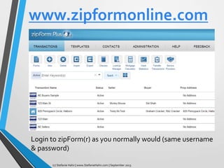 zipForm(r) Plus Class Slides for CBH | PPT