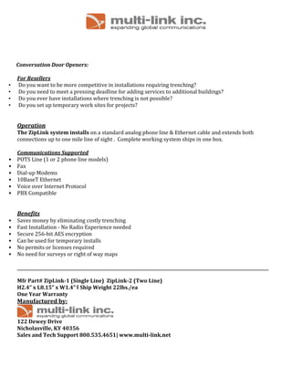 ZipLink Primer ~ Multi-Link | PDF