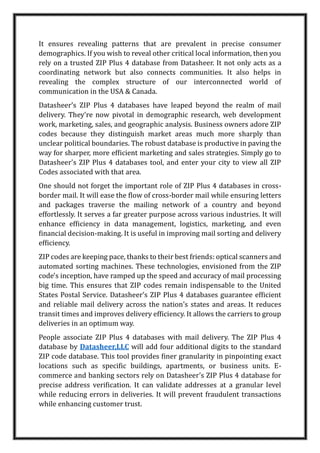 ZIP Plus 4 Databases: AN Integral Part Of Our Daily Life | PDF