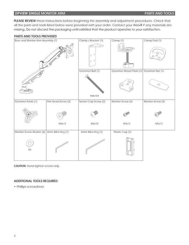 ZipView Single Monitor Arm - Assembly | PDF | Computer Peripherals | Computing