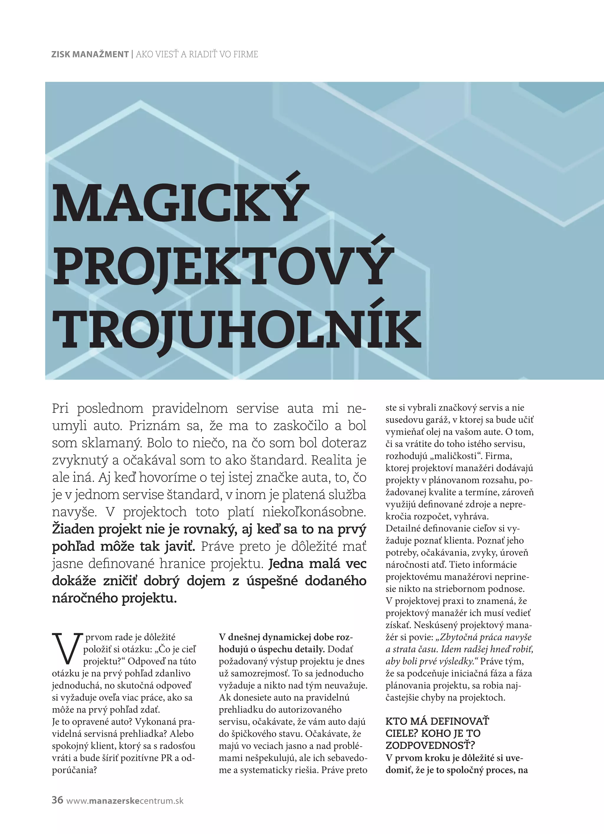 MAGICKÝ PROJEKTOVÝ TROJUHOLNÍK - obmedzenia a základné parametre projektu | PDF